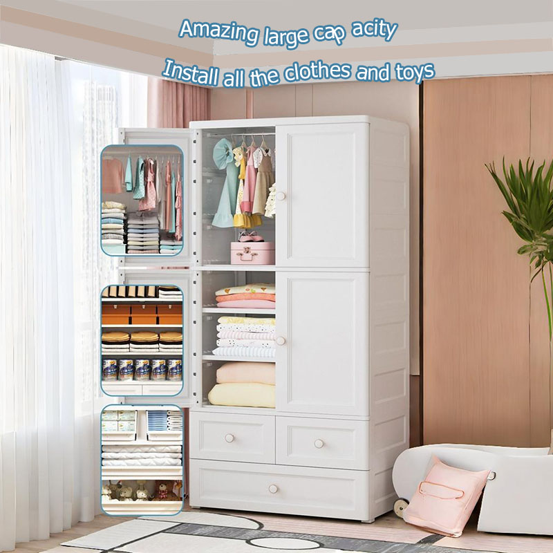 Skynni 70cm Wide White Clothes Locker Toy Storage Cabinet Double Door ...