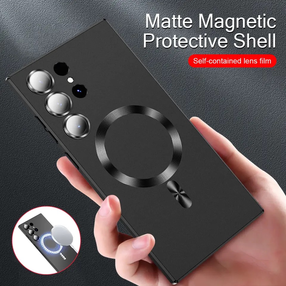 Luxury Matte Magnetic Casing For Samsung Galaxy S25 Ultra S24 Ultra S23 S22 S21 S20 Plus Note 20 ...