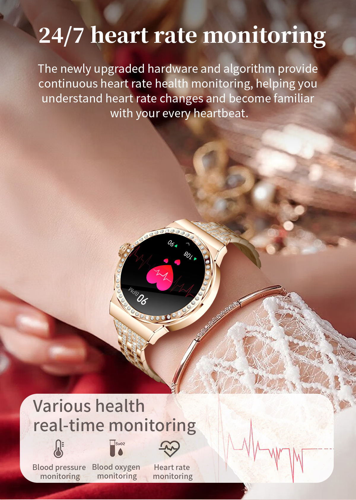 Aolon Venus Smart Watch for Women Bluetooth Call 1.32”Amoled Screen ...