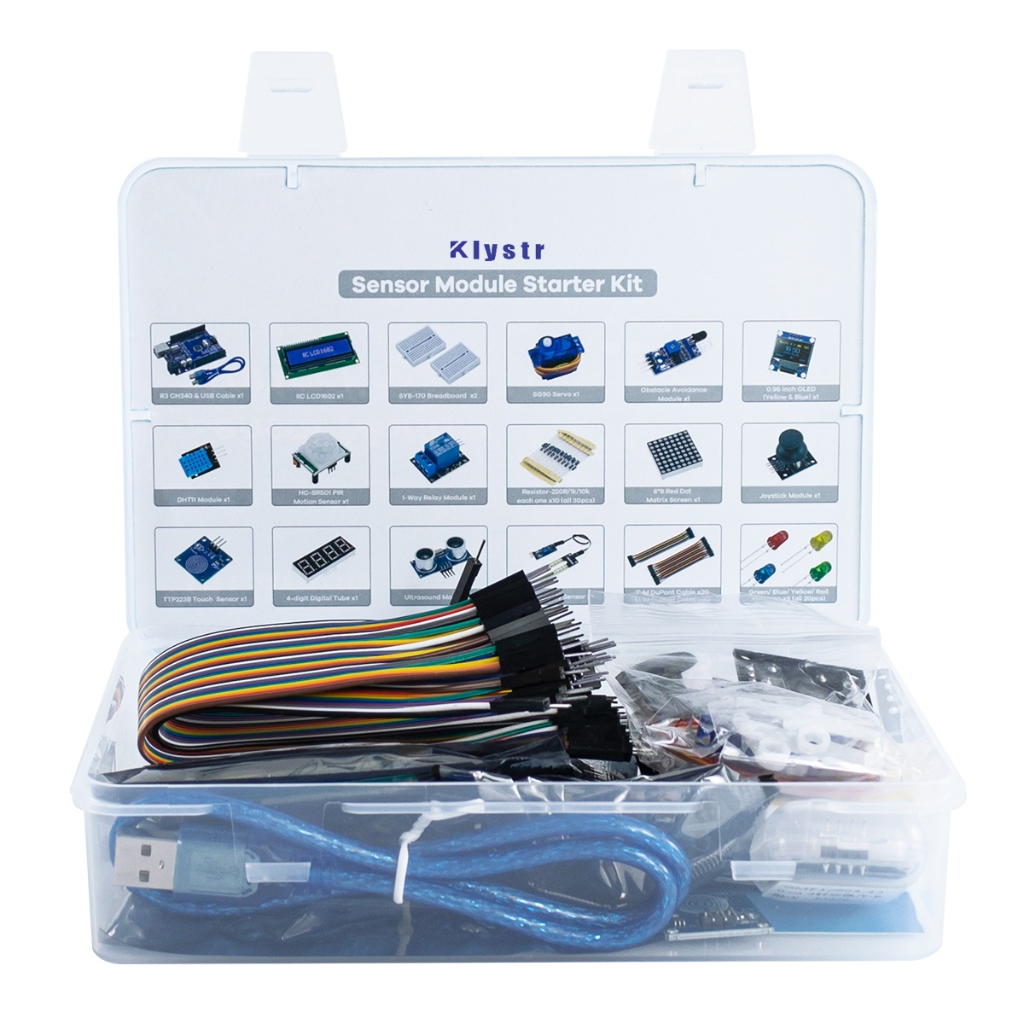 KLYSTR Sensor Module Starter Kit for Arduino Uno Set R3 ,0.96" OLED 1602 LCD Display with ...