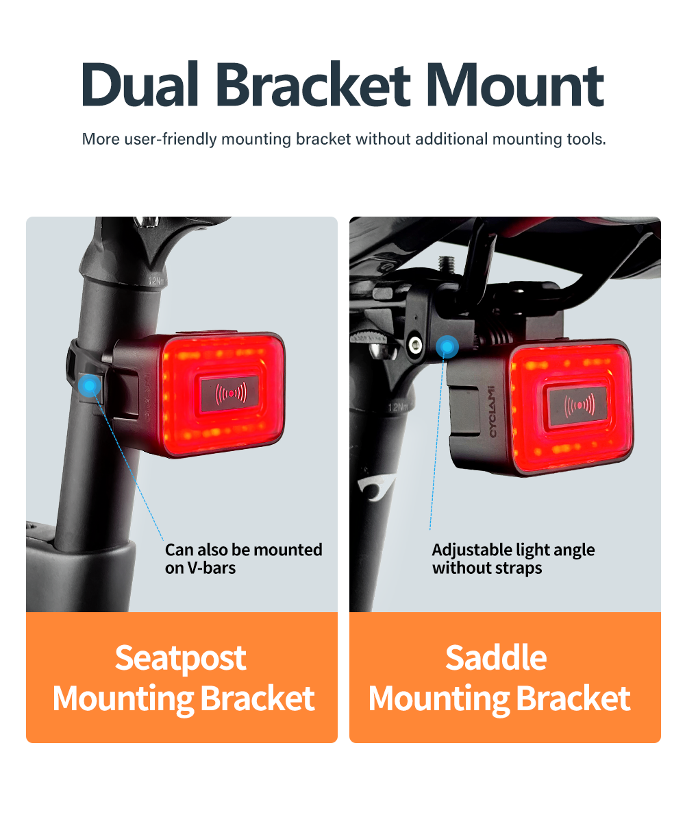 CYCLAMI Bicycle Intelligent Radar Tail Light Bike Smart Rear Brake Sensing Lamp Ebike LED New ...