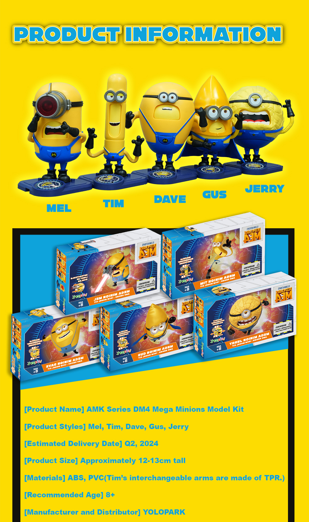 YOLOPARK AMK Series Despicable Me 4 Minions Model Kits Mega Jerry ...