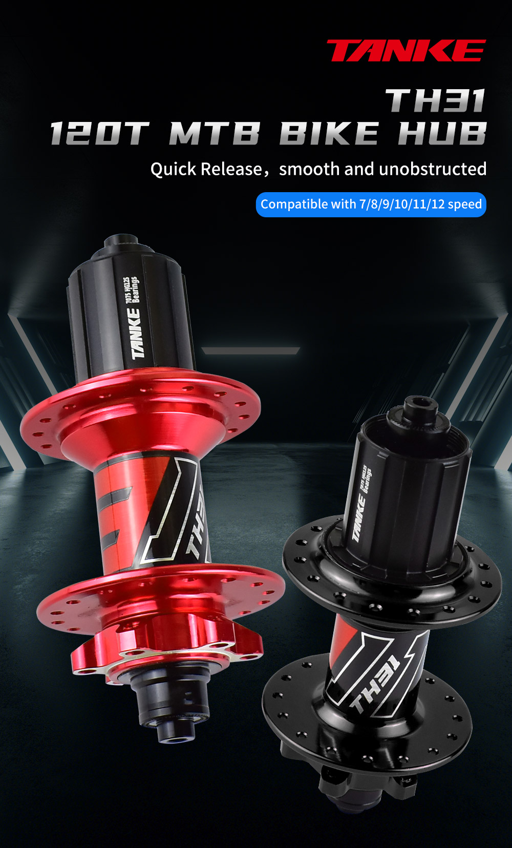 TANKE Bike Hubs 32 36 Holes 6 Pawls MTB 36H Hub For Cassette Flywheel 7 ...