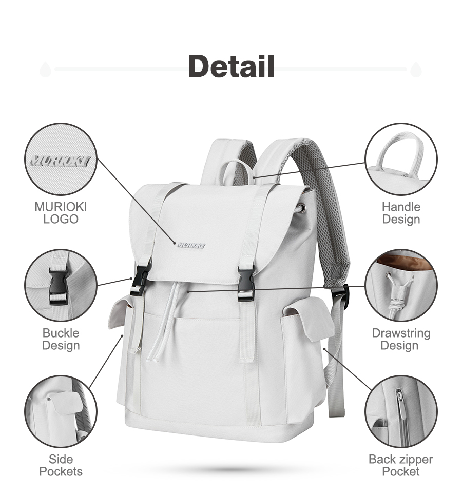 MURIOKI-Thursday Large Capacity Bagpack for Women with Drawstring 14 Inch B1261 (27*12*37.5CM ...