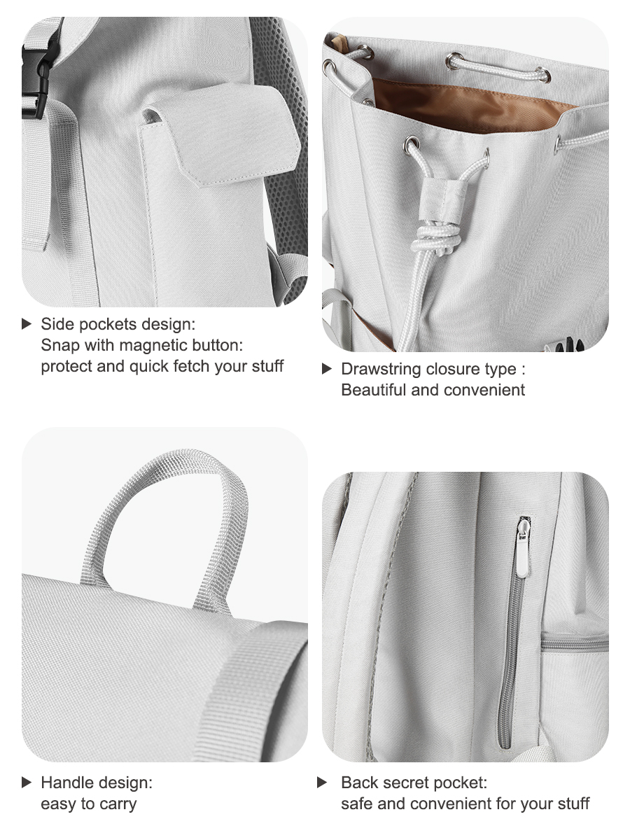 MURIOKI-Thursday Large Capacity Bagpack for Women with Drawstring 14 Inch B1261 (27*12*37.5CM ...