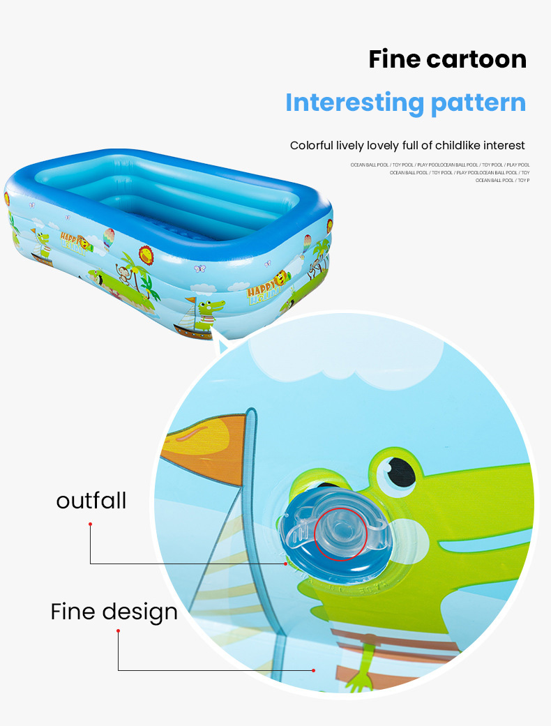 Inflatable Summer Swimming Pool For Kids Rectangular Random Pattern ...