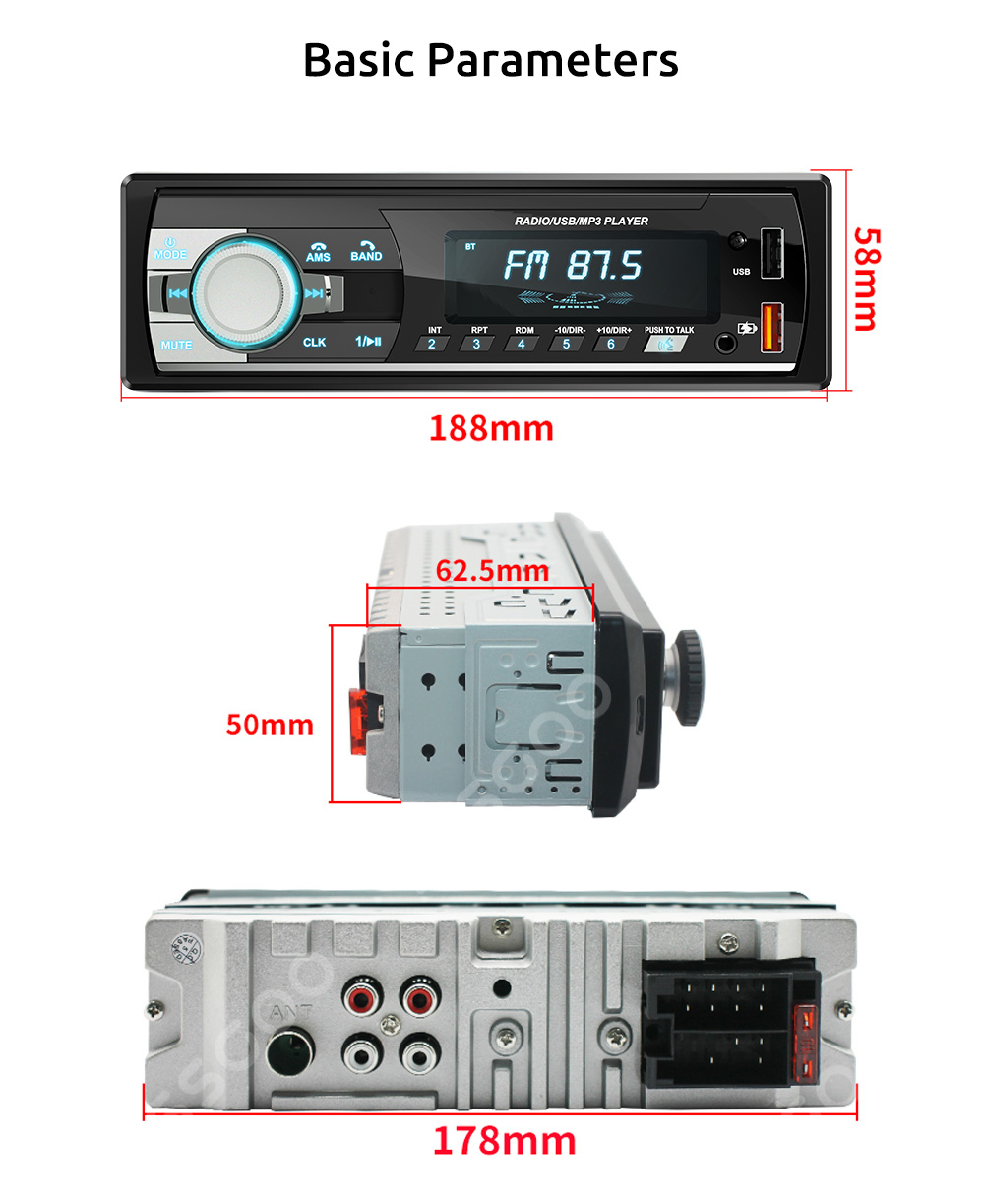 ESSGOO 【Local delivery】 Single Din Car Radio 1 Din Bluetooth MP3 Car Player Subwoofer Multimedia ...