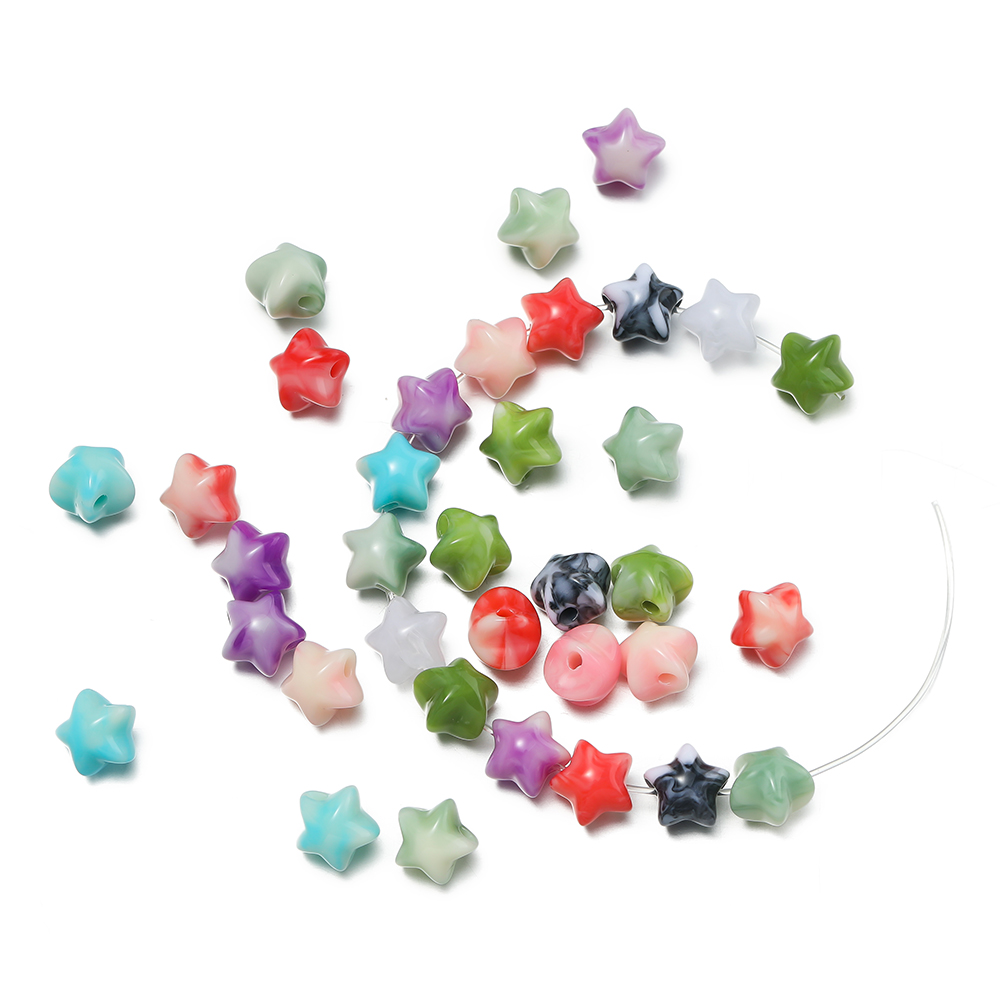St. kunkka 20Pcs Acrylic Five-pointed Star Beads Two-color Smudge Round ...
