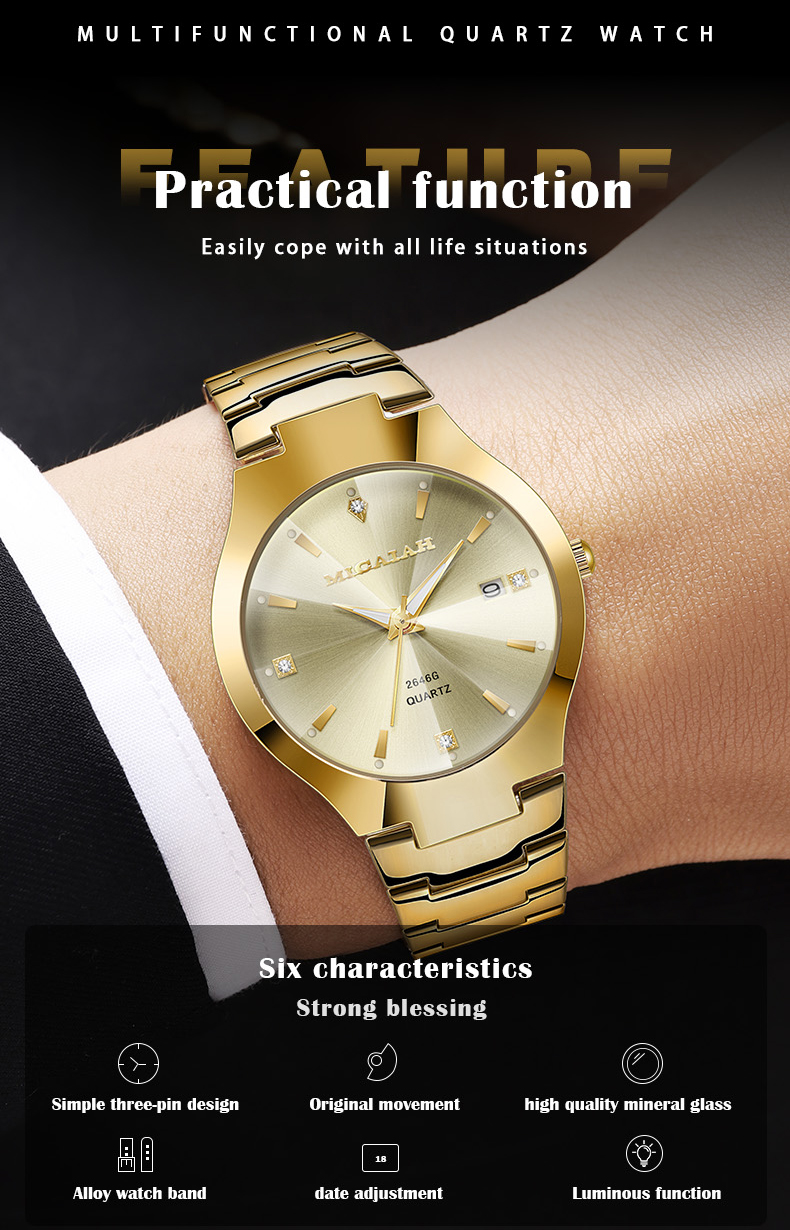 POSHI Fashion Casual Quartz Watch Women Watch Tungsten Steel Material ...