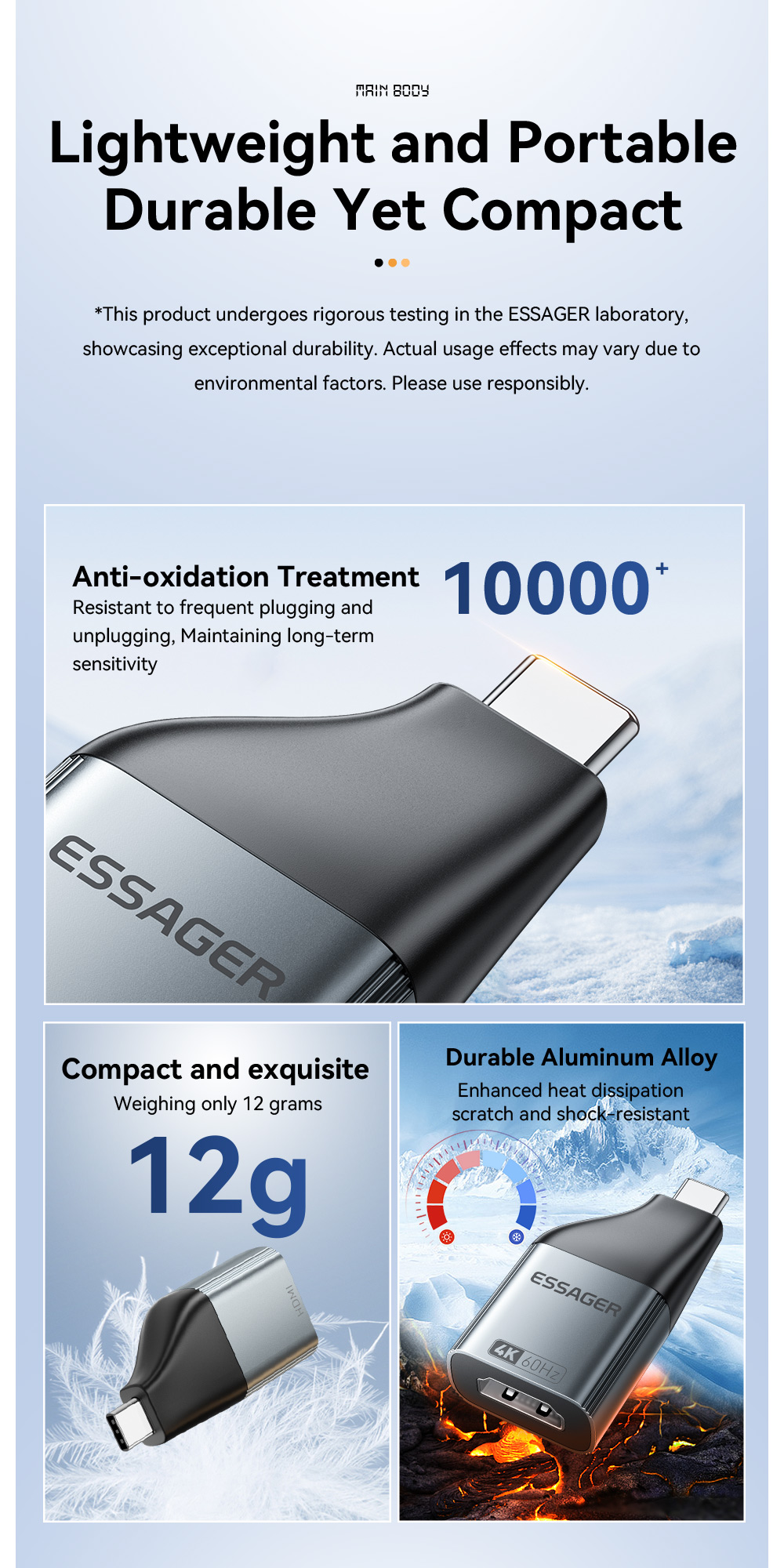 ESSAGER Type-C Aluminum alloy video adapter support HDMI，DP，Mini DP，VGA ...