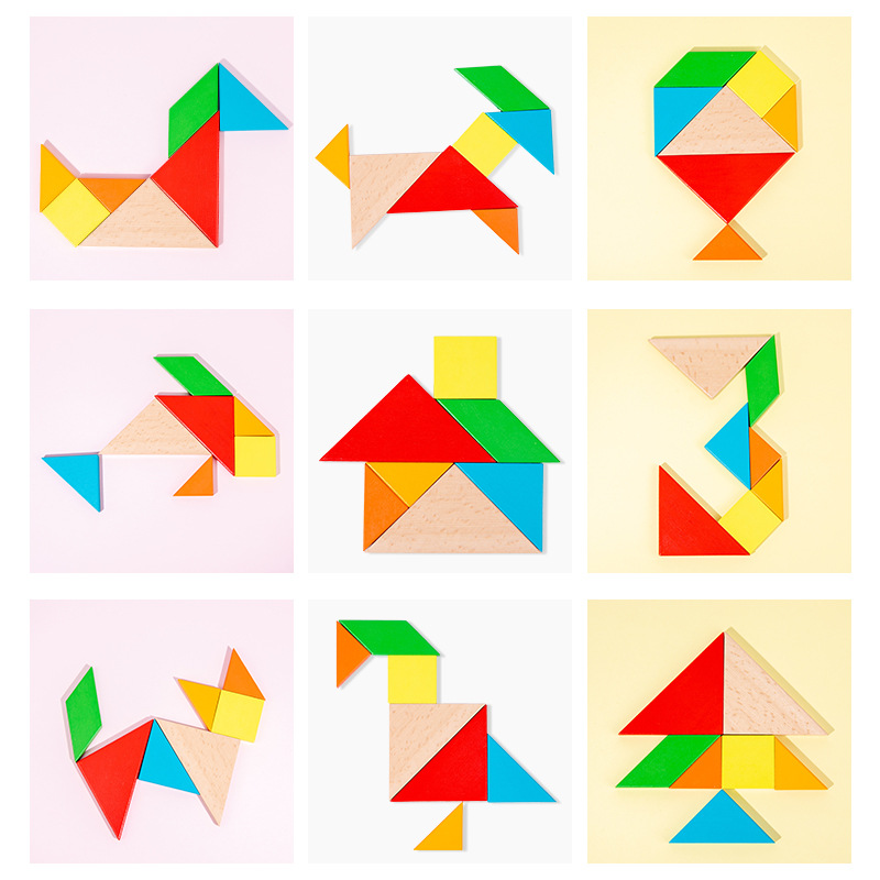 Wooden Tangram Game, Montessori Educational Toys, Provide Children with ...
