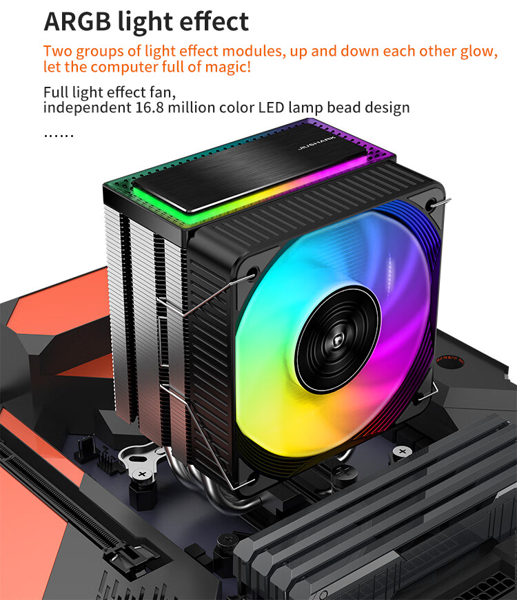 JIUSHARK JF100RS ARGB CPU Air Cooler White Black 100mm CPU Fan Jonsbo ...