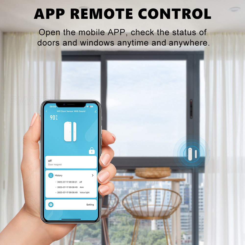 Graffiti Smart WiFi Door Sensor 80dB Sound Window Sensor Smart Life Arm ...