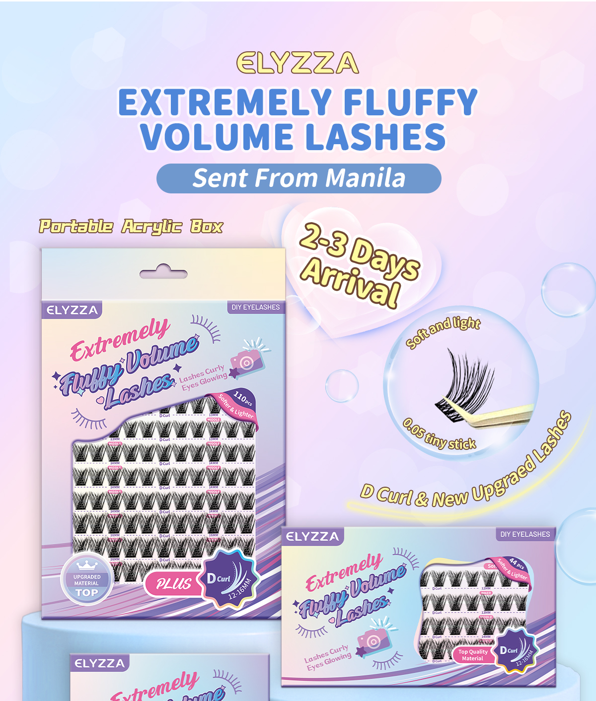 Elyzza Fluffy Eyelashes 2-3 Days Arrival Upgraded Material 12-16mm D ...
