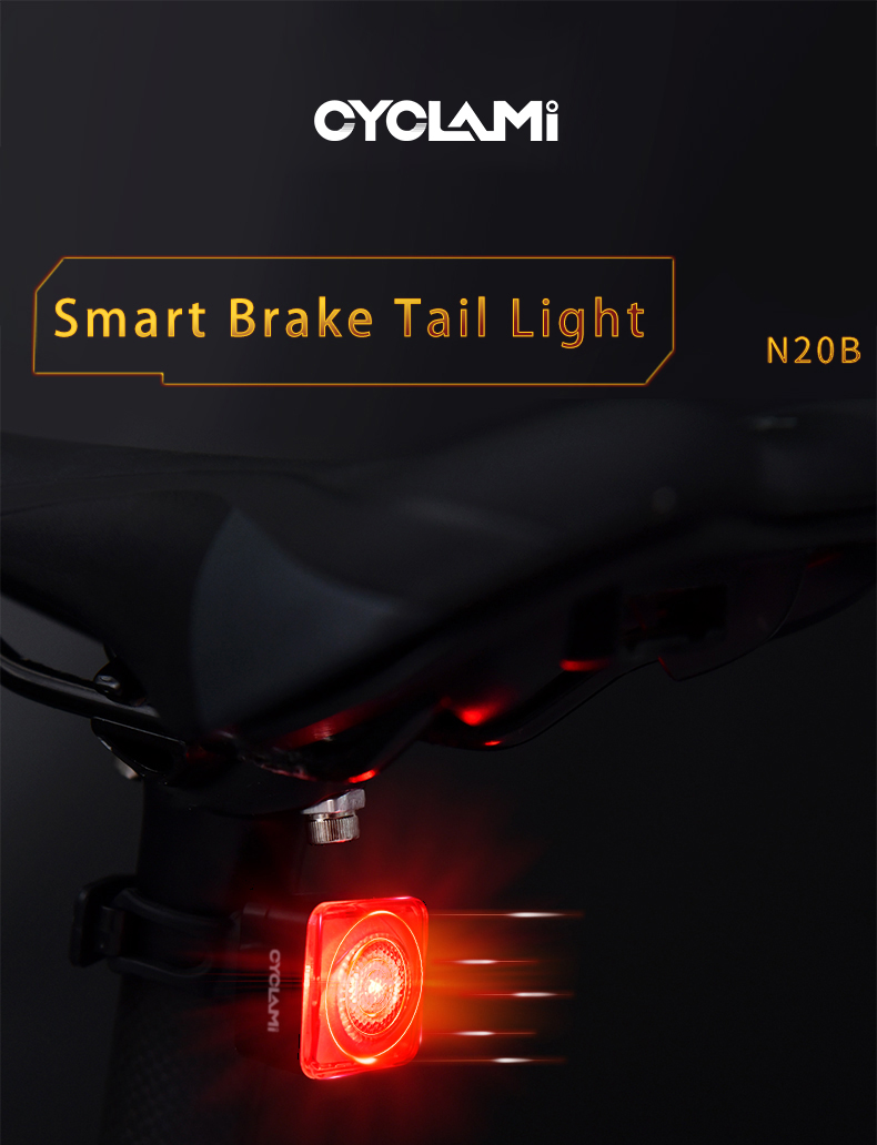 CYCLAMI Bike Smart Braking Taillight 80 Lumens Intelligent Sensing Gravity Brake Sensor Road ...