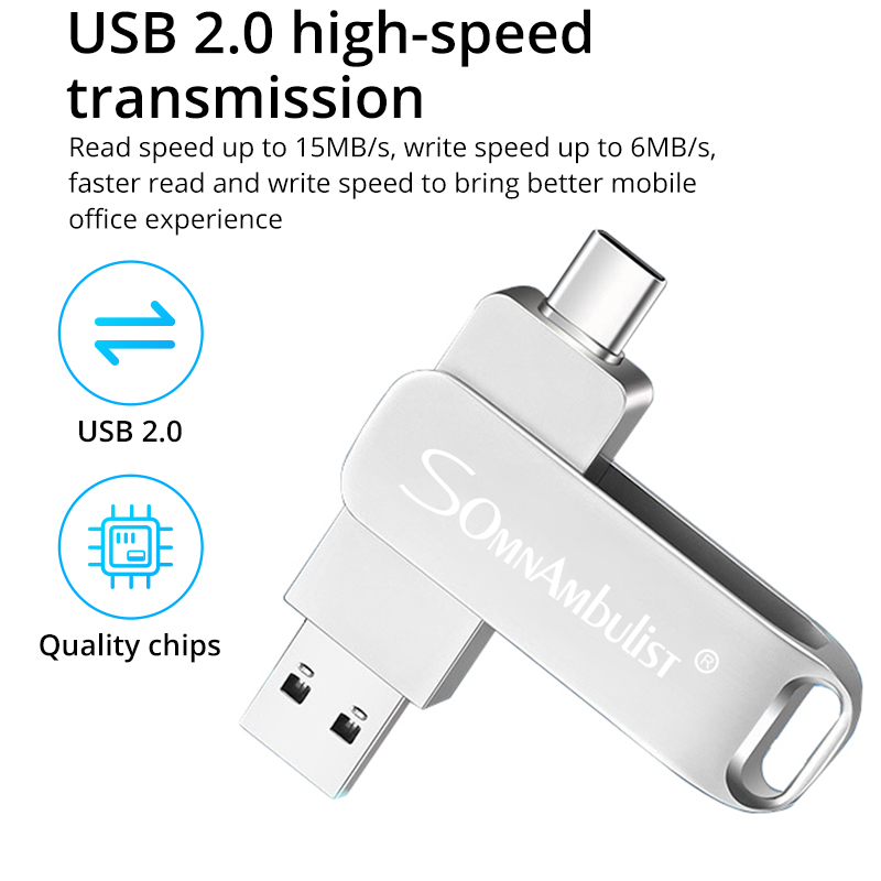 128GB TYPE-C 3-in-1 flash drive, 16GB 32GB 64GB USB2.0 high-speed pen drive, suitable for mobile ...