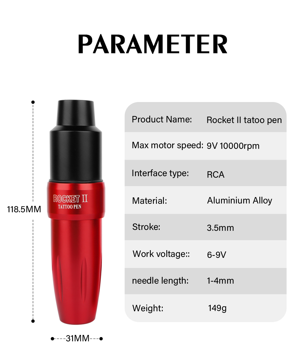 ROCKET 2 Pen Type Rotary Tattoo Machine Pen with light powerful Japan ...