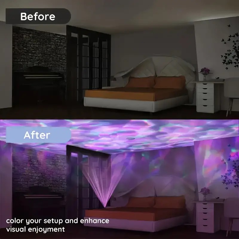 Water Ripple Projector, Galaxy Star Projector, Bedroom Bedside Night ...