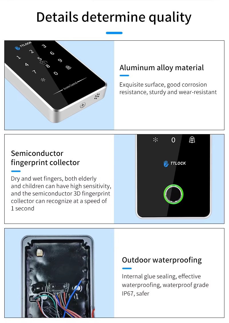 TTLOCK App Bluetooth Fingerprint 13.56Mhz RFID Door Controller Remote Control Keypad Password ...