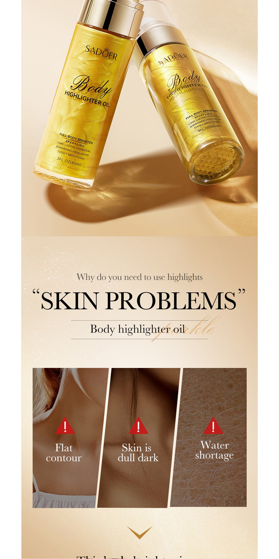 SADOER Body Highlight Oil Brightening Hydrating Rejuvenating Body ...