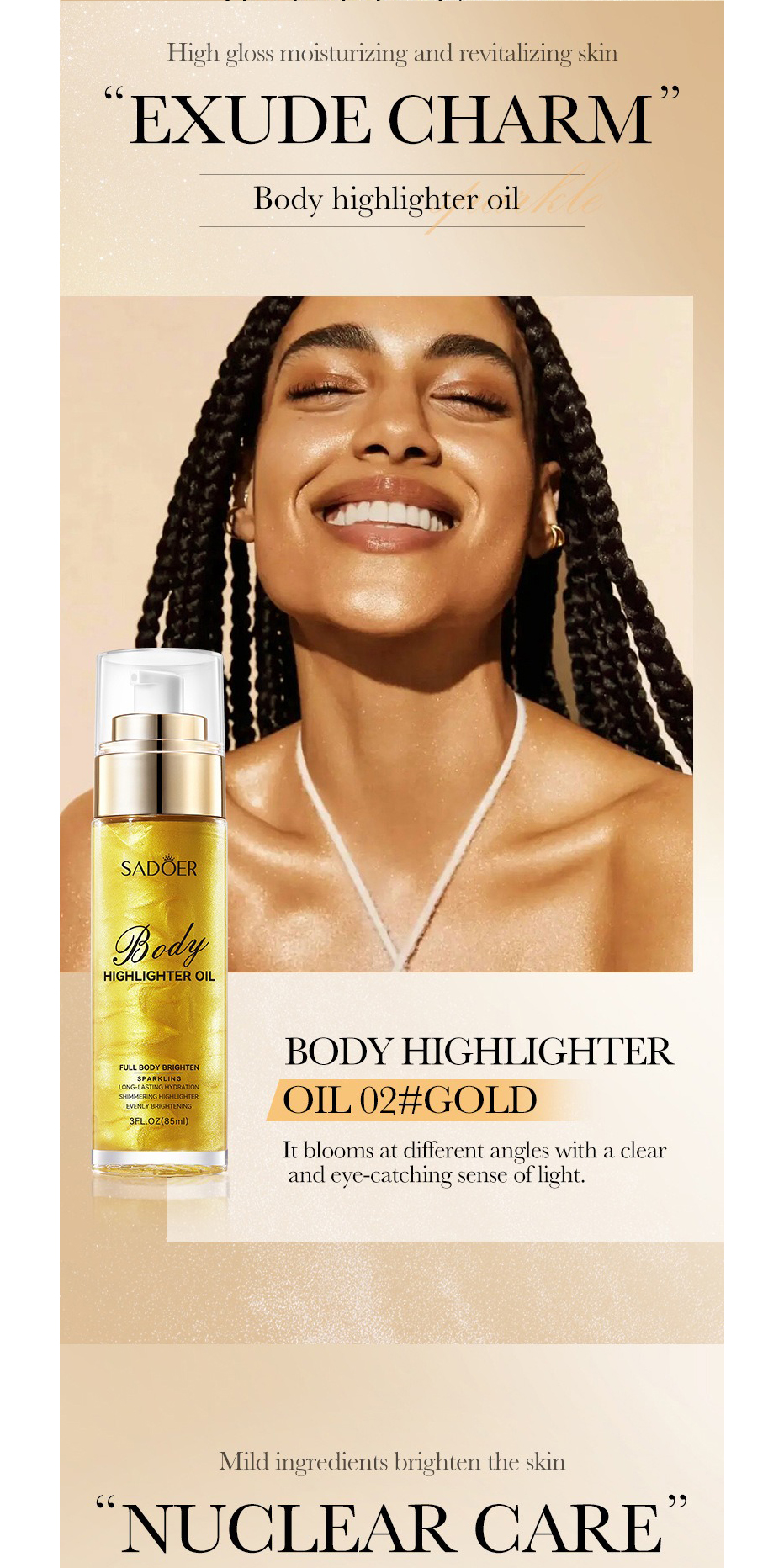 SADOER Body Highlight Oil Brightening Hydrating Rejuvenating Body ...