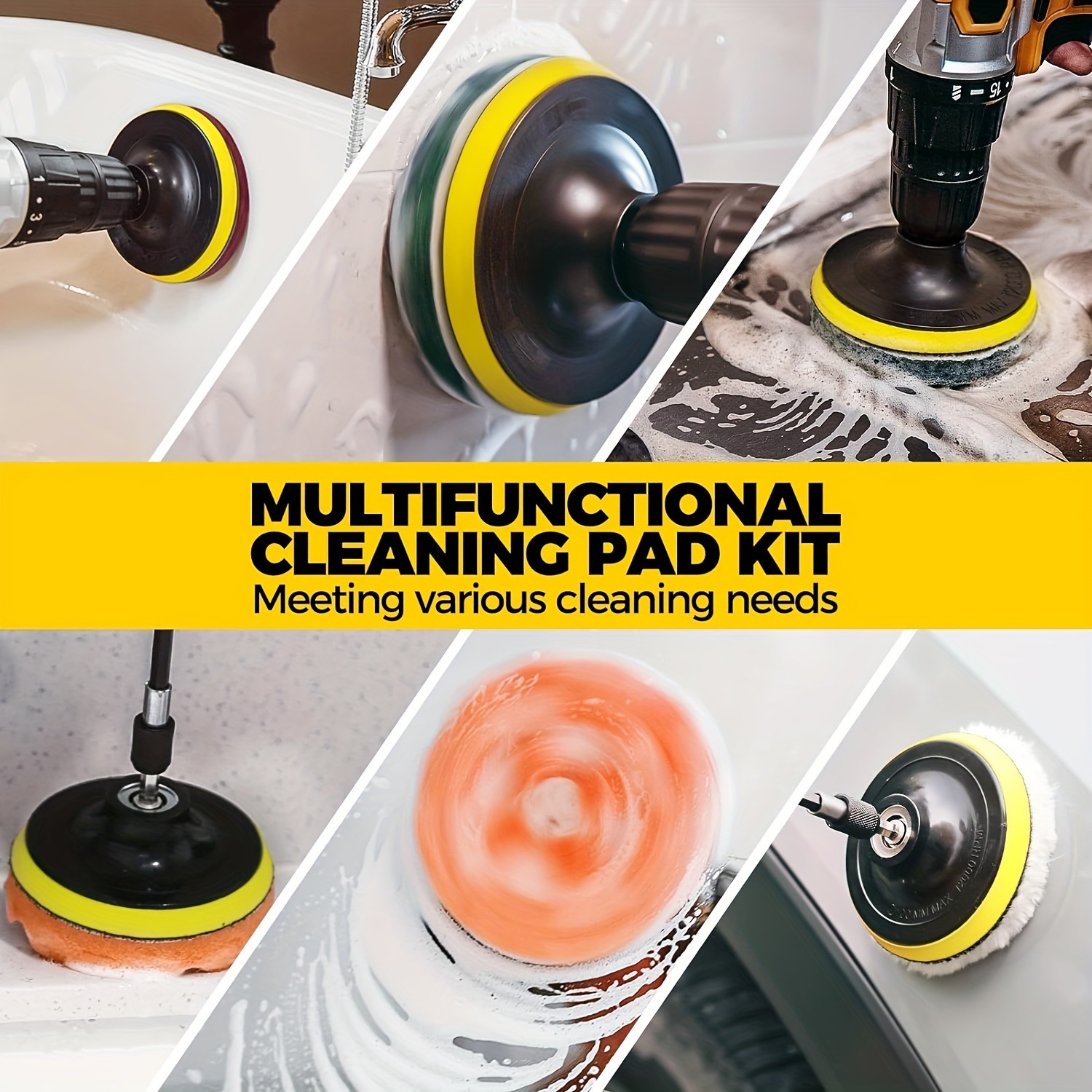 Cleaning Brush Tool Kit, 7 Piece Drill Brush Attachment Set,Multi-Purpose Drill With Extension ...