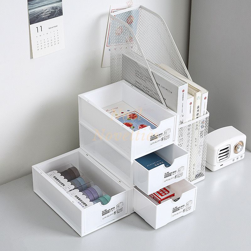 Drawer type desktop storage box assembled spliced cosmetics organizer ...