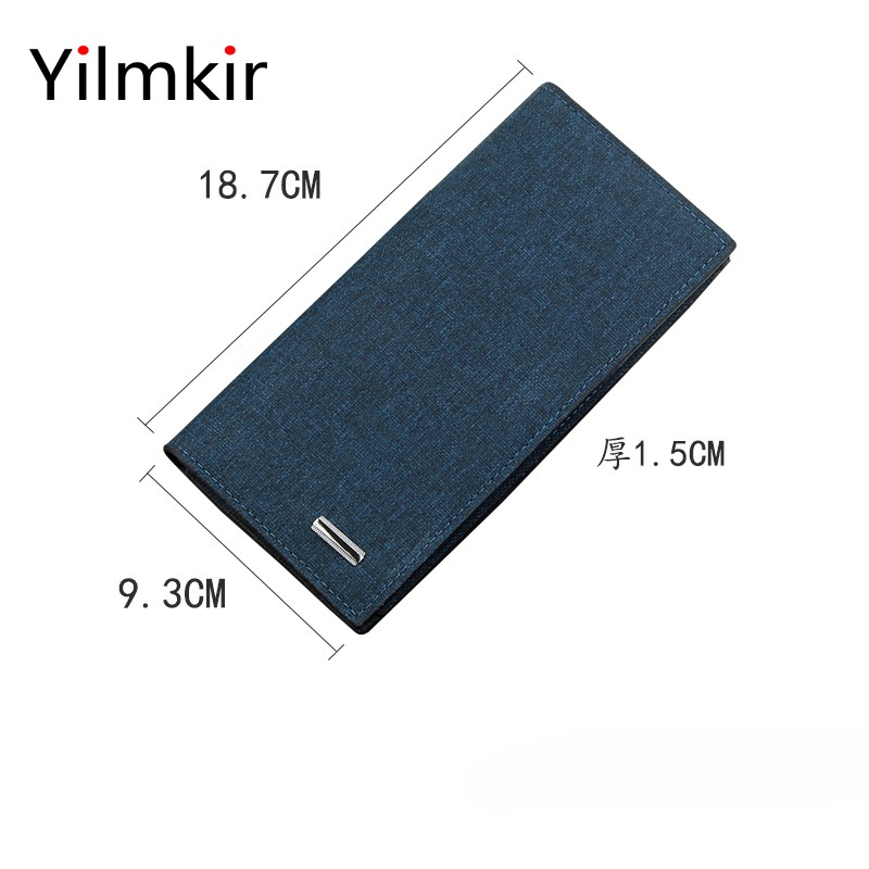 Men's Long Wallet Bifold - Leather & Canvas Minimalist Design with ...