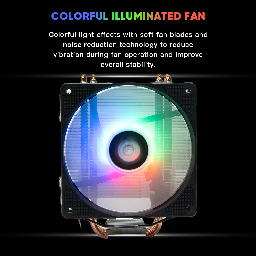 Jungle Leopard S40 CPU Cooler Color LED 4 Heat Pipes 120mm CPU Fan For ...