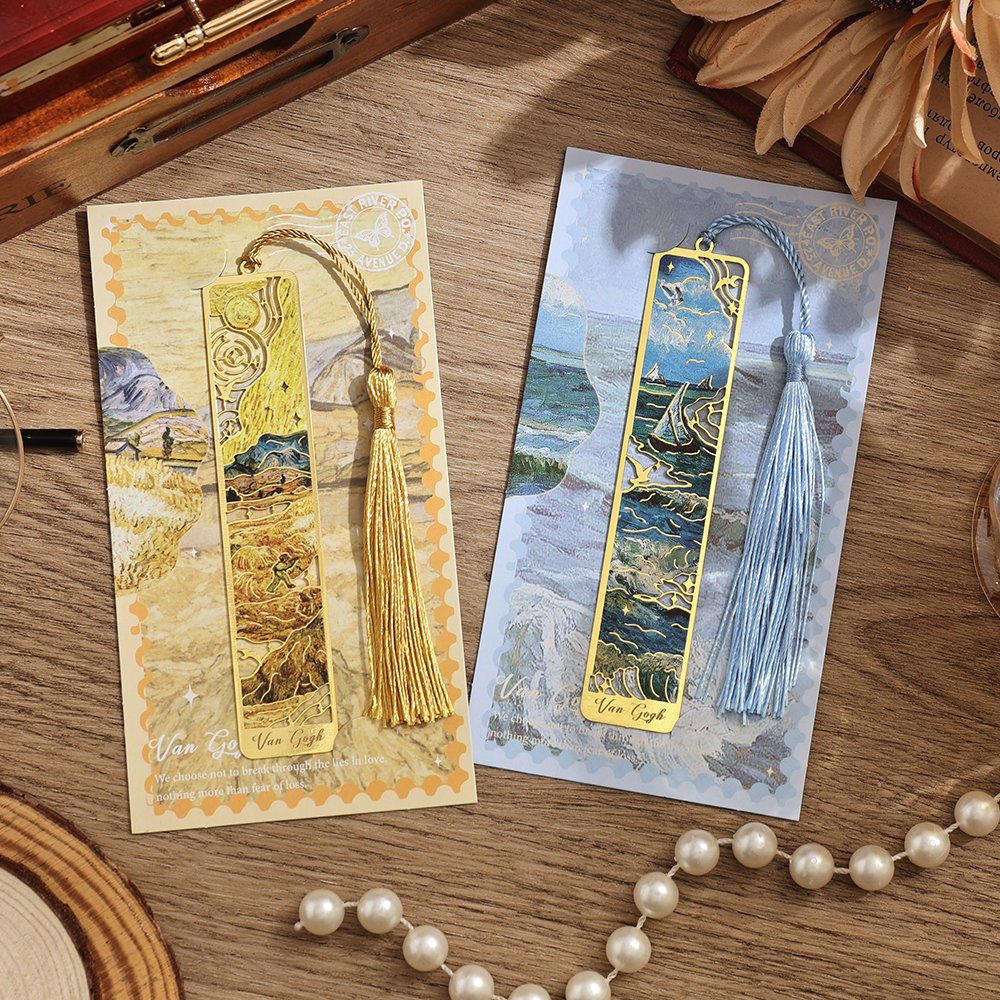 1pc Retro Floral Painting Metal Bookmark Hollow Bronzing Bookmark With ...