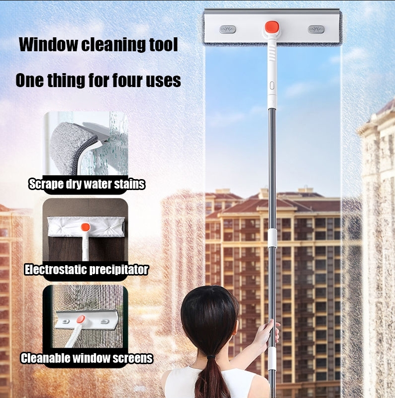 3 in 1 Window Dust Remover with Wiper Strip 140cm Mop Double-Sided ...