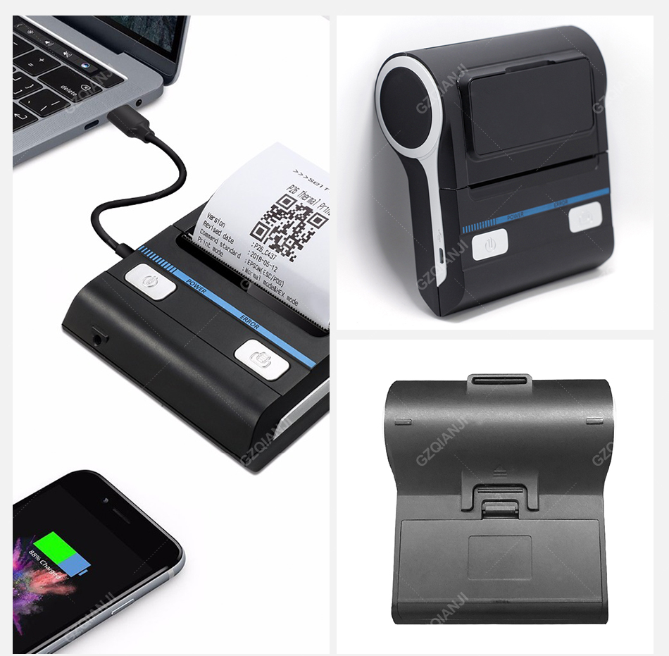 Thermal Receipt Printer 80mm Portable Bluetooth Printer Compatible with ...