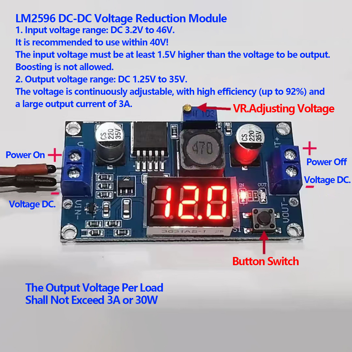 999DIY LM2596 LM2596s DC-DC Buck Step Down Converter with 7 Segment Display That Converts 4V-40V ...