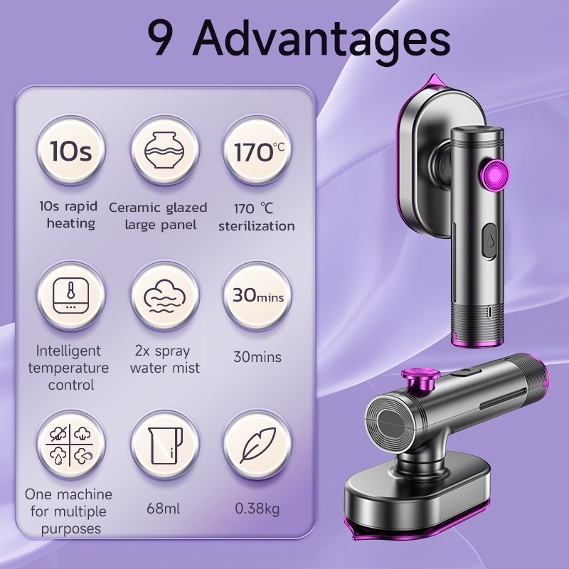 Portable Steam Iron Handheld Ironing and Garment Ironing Machine Travel ...