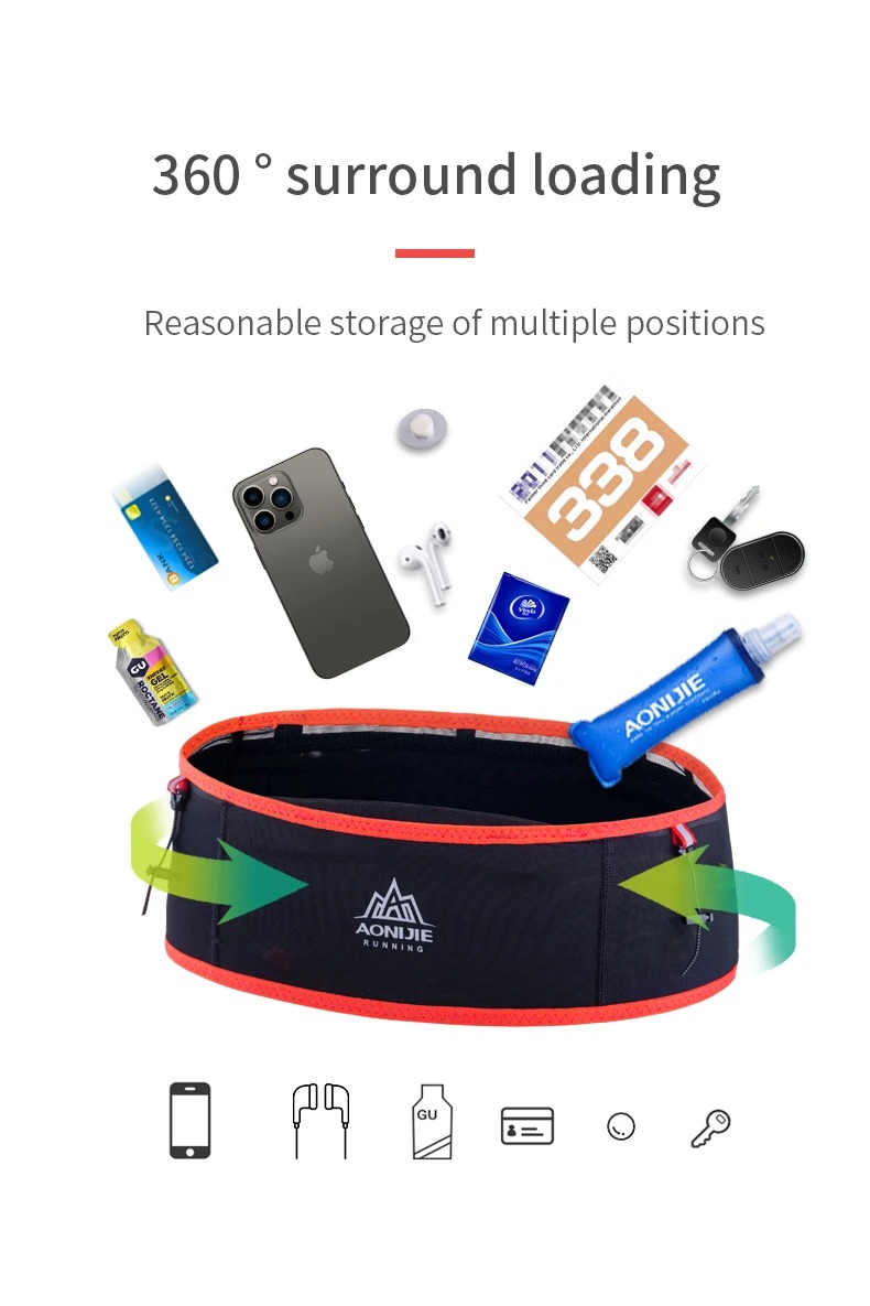 AONIJIE W938S Slim Jogging Bag with 250ml Soft Flask Running Waist Belt ...