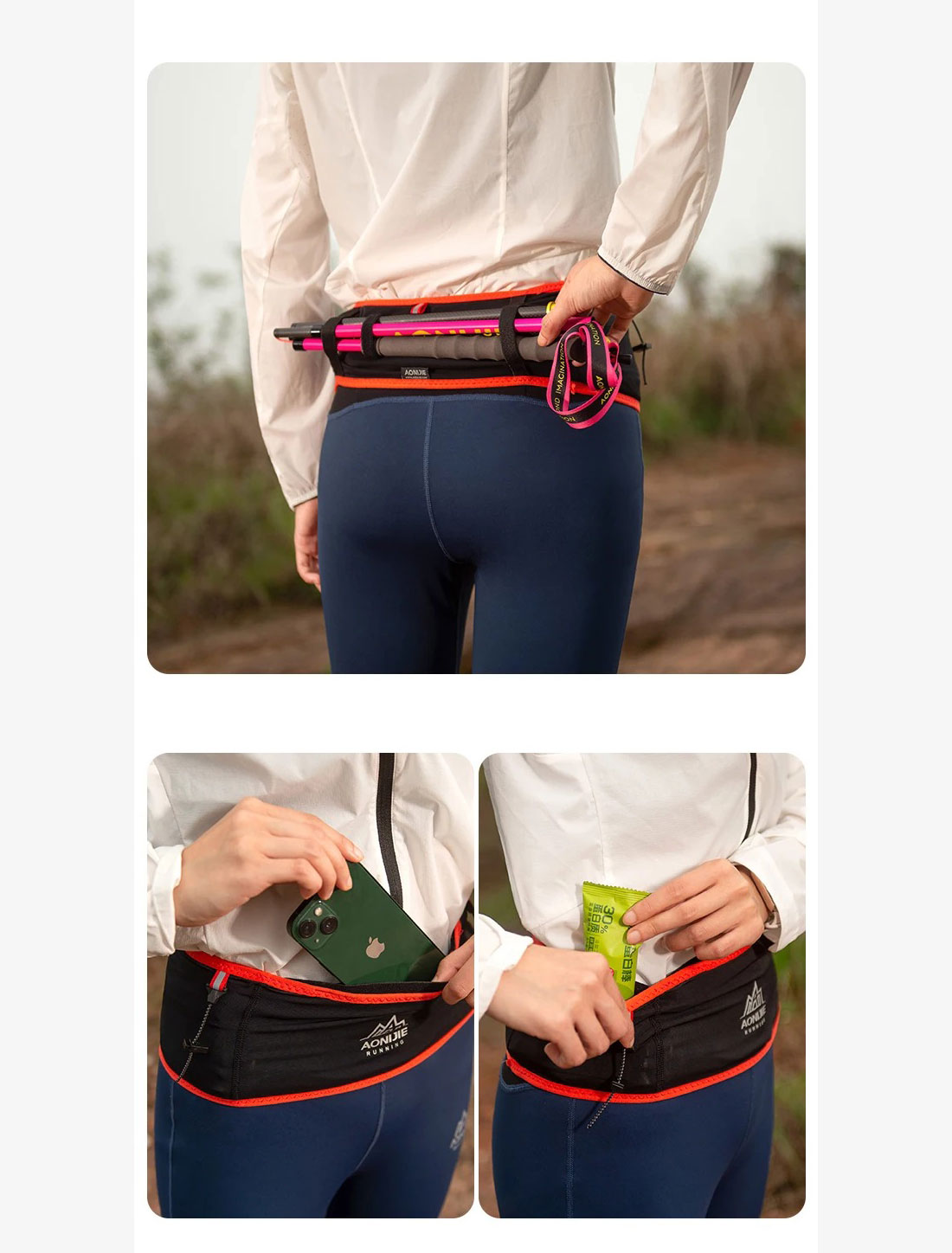 AONIJIE W938S Slim Jogging Bag with 250ml Soft Flask Running Waist Belt ...