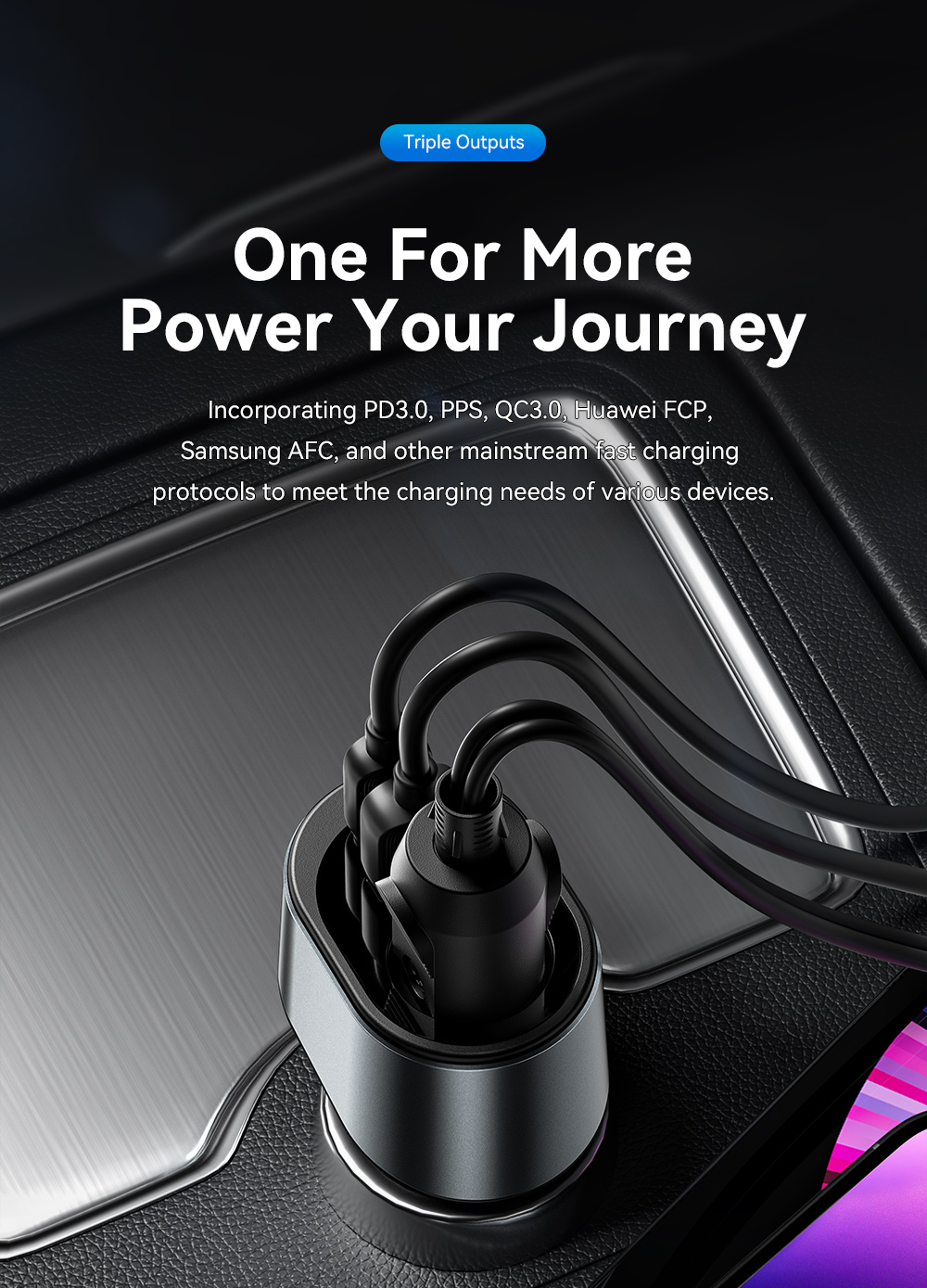 ESSAGER L 120W with cigarette lighter + USB+Type-C Fast charging car ...