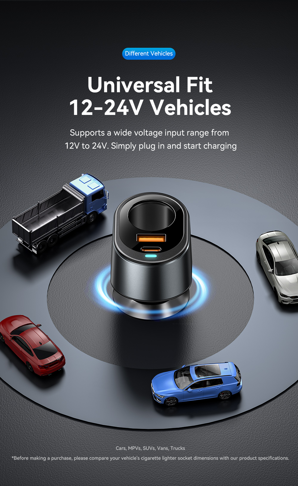 ESSAGER L 120W with cigarette lighter + USB+Type-C Fast charging car ...