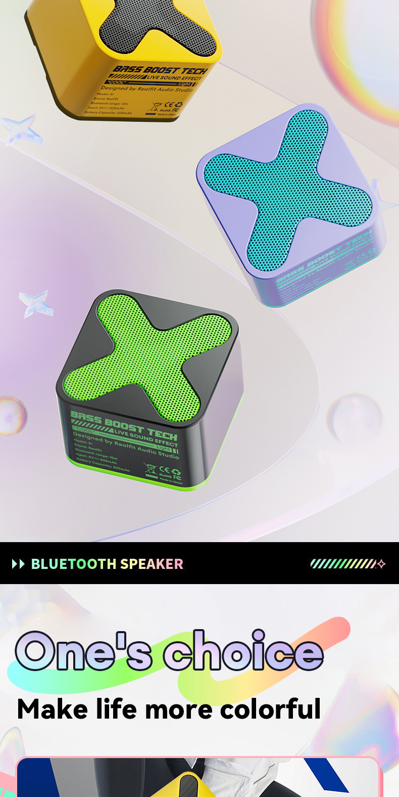 Realfit S1 Bluetooth Mini Speaker, 360 ° Stereo Sound, Excellent Bass ...