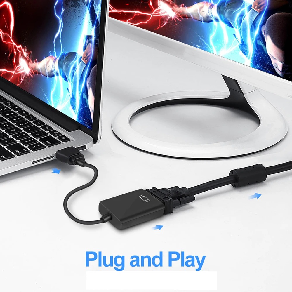 1080P HD To VGA Adapter HD Converter Cable For PC Laptop | Shopee ...