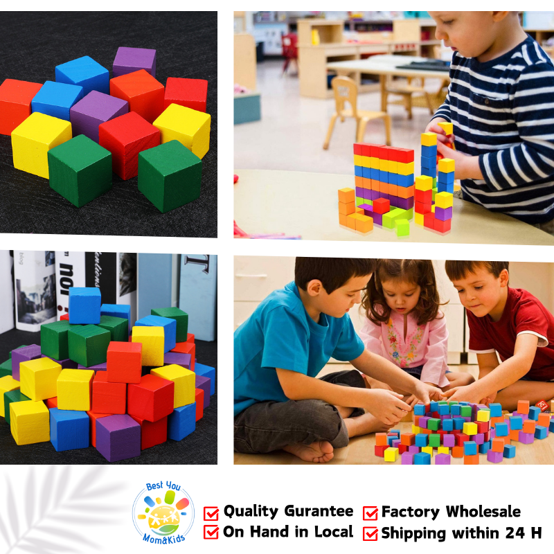 Colorful Square Wooden Cube Blocks 2cm/3cm Cube Building Block Toys ...