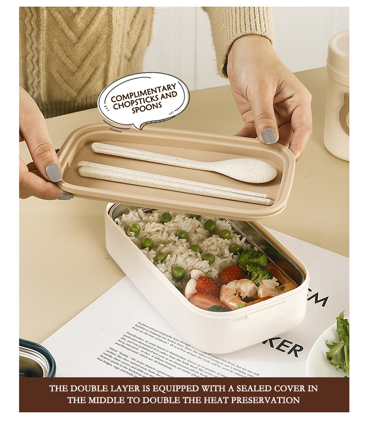 Imuto Portable Double Layer 304 Stainless Insulation Lunch Box Microwave Seal Fresh Lunch Box ...