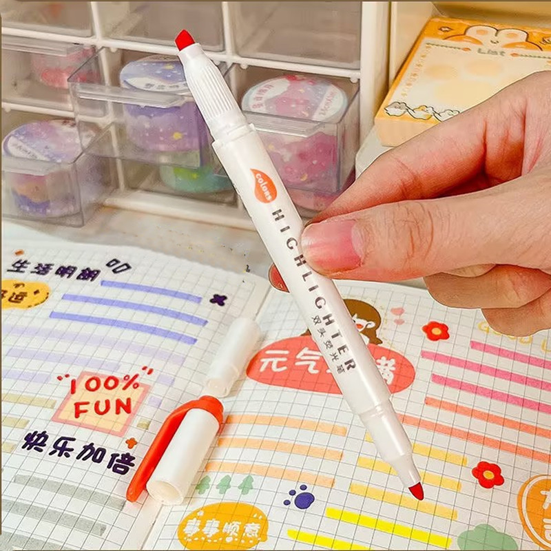 25Pcs/Set Panchromatic System Double-headed Highlighter Soft Candy ...