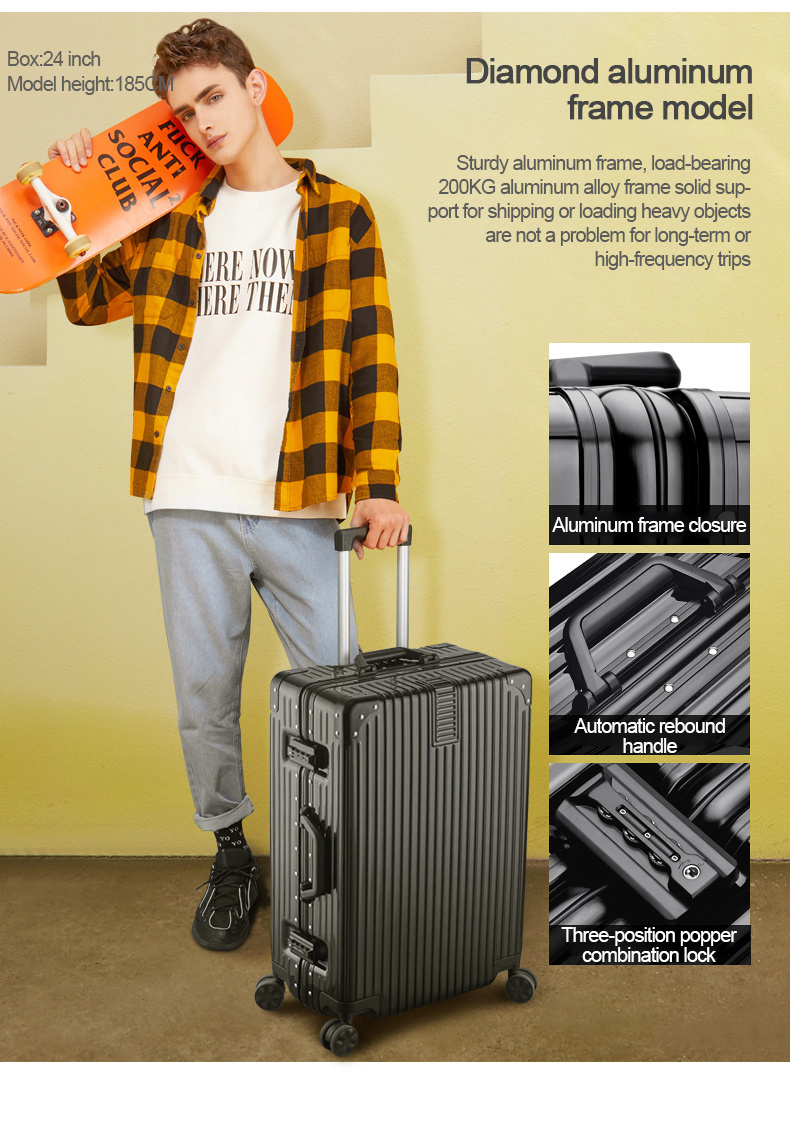 CHARLES X Luggage 20/24/26/28 inch suitcase Scratch Resistant Luggage ...
