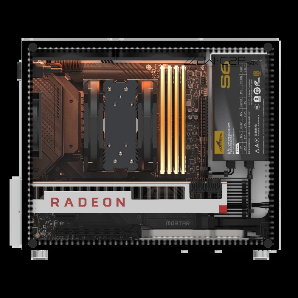 ZZAW C2P/C2 All Aluminum MATX Case Side Tempered Glass ATX Power Supply Mini Gaming Computer ...