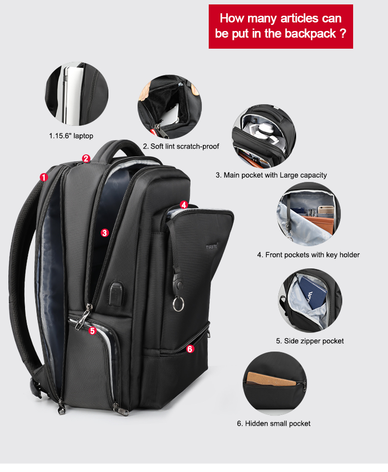 Tigernu 3585 Waterproof Nylon Anti-theft 22L Laptop Backpack Travel ...