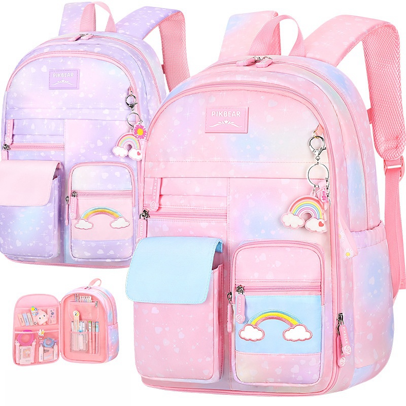 NEW Side Door Rainbow School Bag For kids Girl Waterproof Girls School ...