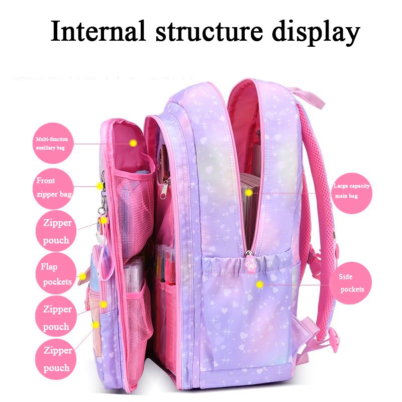 NEW Side Door Rainbow School Bag For kids Girl Waterproof Girls School ...