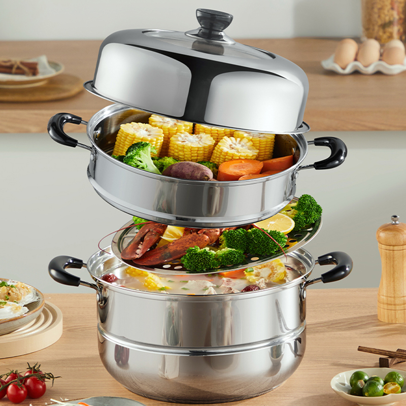 3 Layer Steamer Stainless Steel cooking pots cookware steam high ...