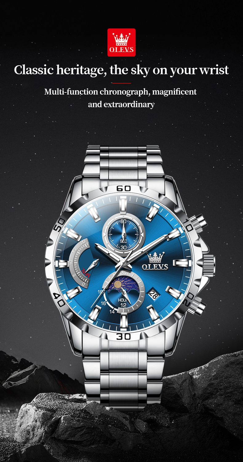 OLEVS Watch For Man Water Proof Original With Box Stainless Steel Strap ...